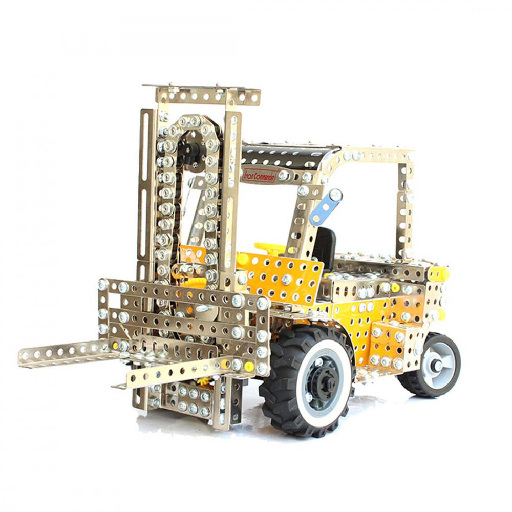 1300pcs simulation engineering truck forklift model kit diy metal assembly model - -construction ...