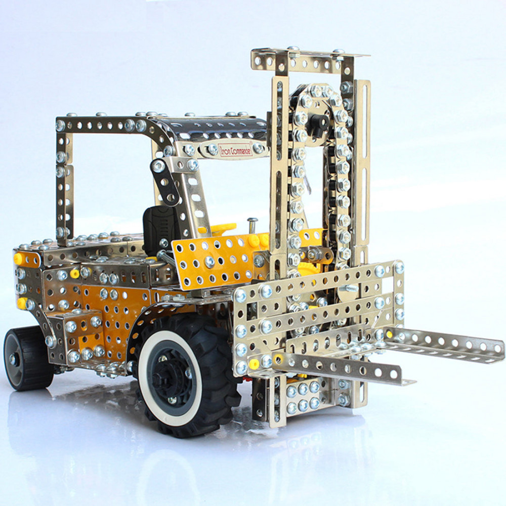 1300pcs simulation engineering truck forklift model kit diy metal ...