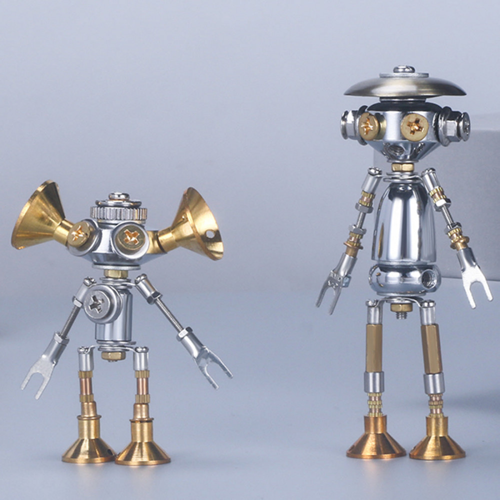 1 piece blind box diy mini 3d metal white collar mecha model office ...