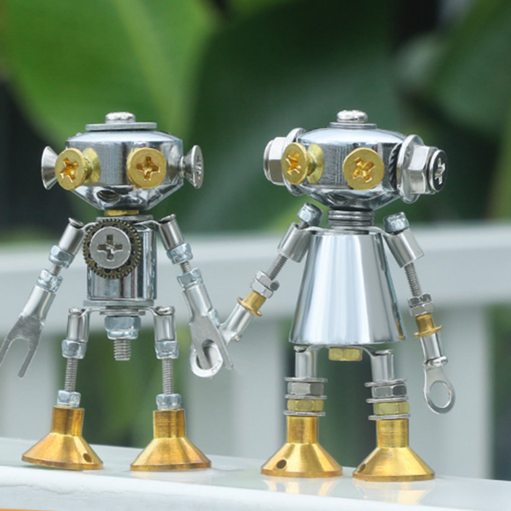 1 piece blind box diy mini 3d metal white collar mecha model office ...