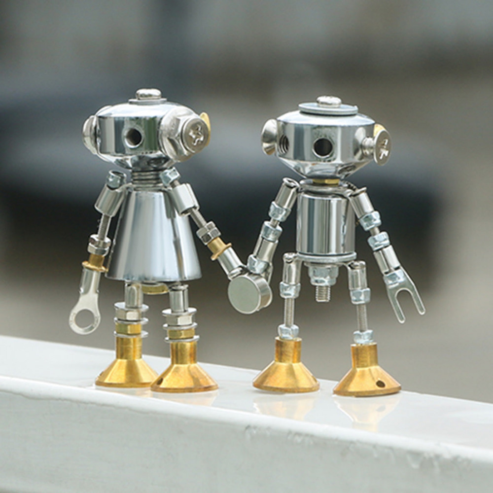 1 piece blind box diy mini 3d metal white collar mecha model office ...