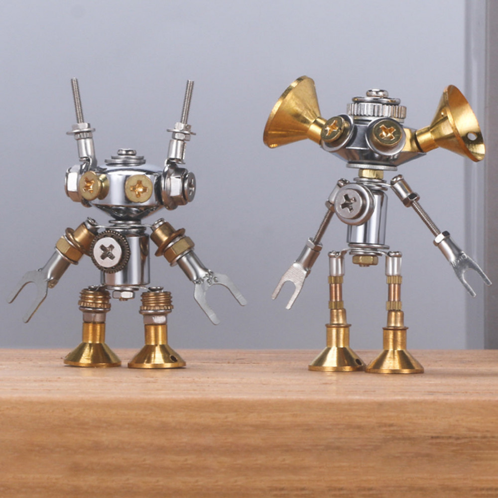 1 piece blind box diy mini 3d metal white collar mecha model office ...