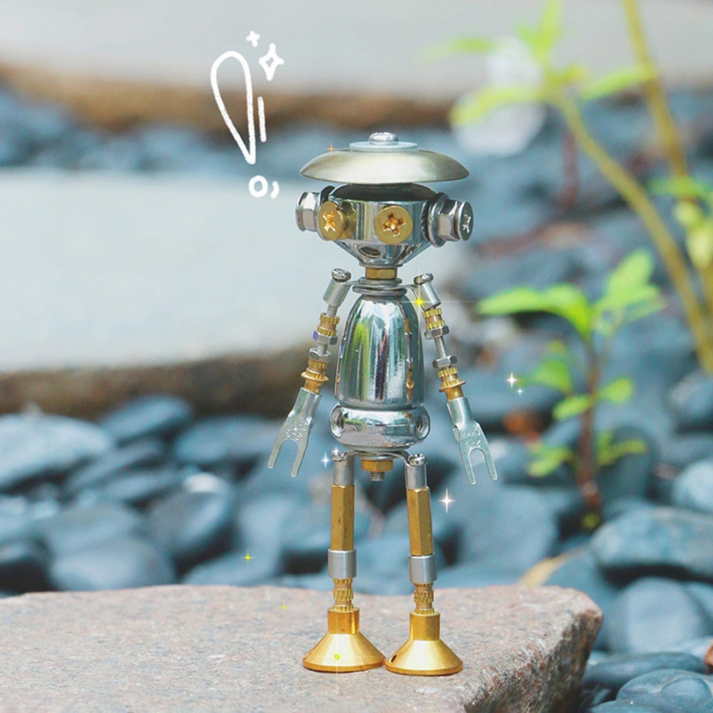 1 piece blind box diy mini 3d metal white collar mecha model office ...
