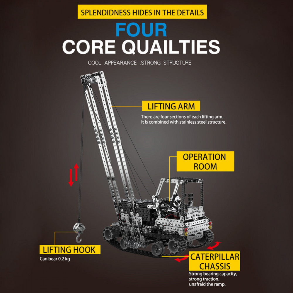 1745pcs 2.4g 10ch rc heavy duty self-erecting crane with laterally ...