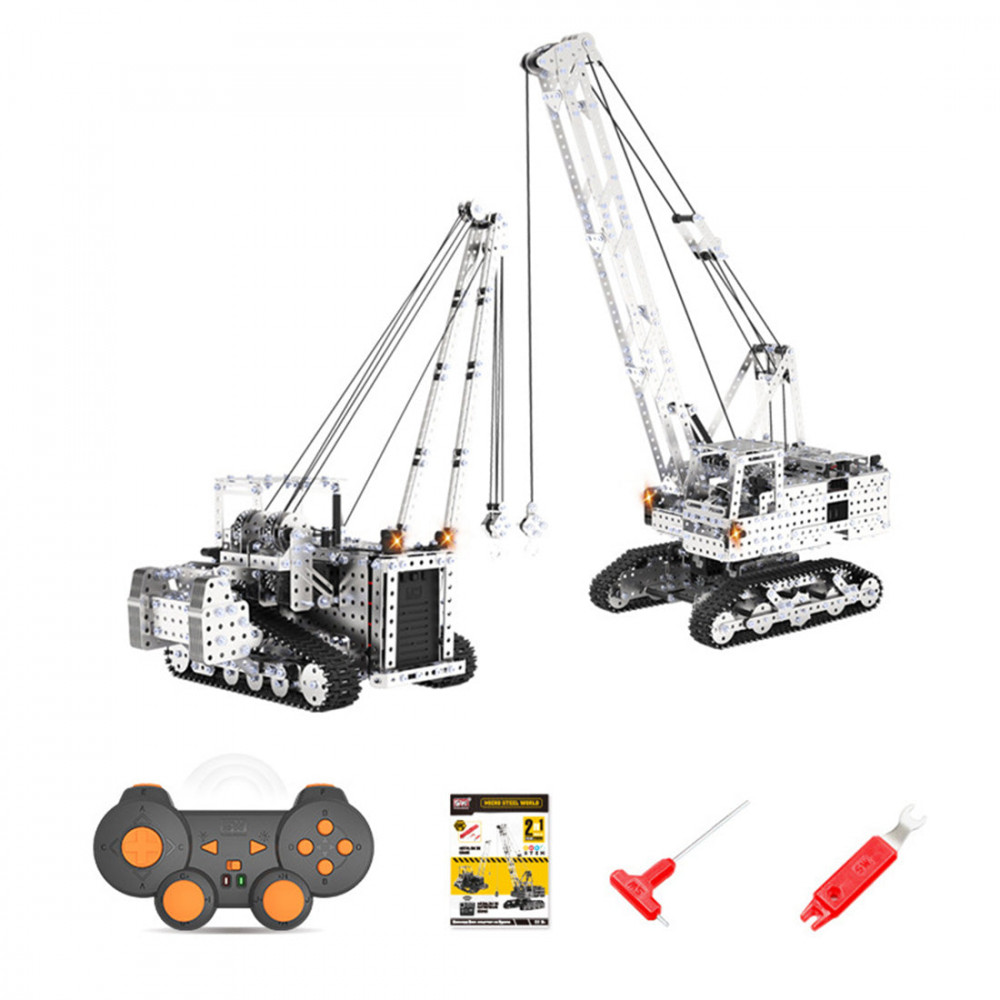 2400+pcs 2 in 1 diy 3d metal rc engineering crane model kits assembly ...