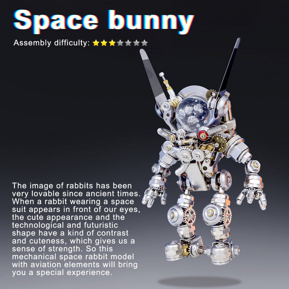 mechanical aerospace rabbit sci-fi punk female astronaut 3d metal ...