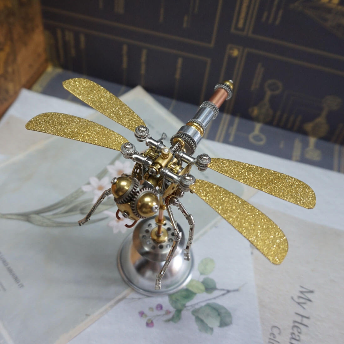 3d diy dragonfly steampunk mechanical insect metal assembly model kit ...
