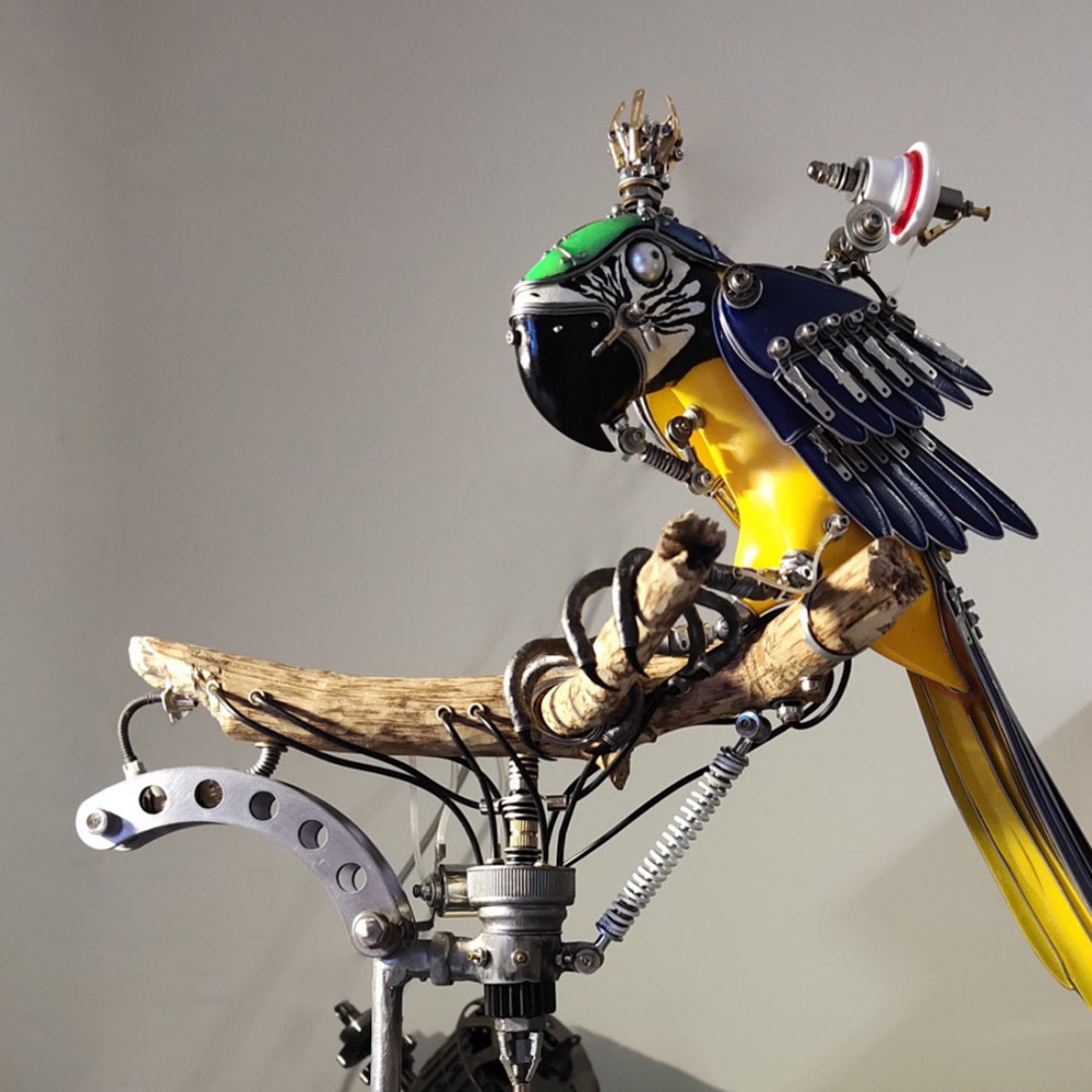 3d mechanical metal psittacidae steampunk animal sculpture assembled ...