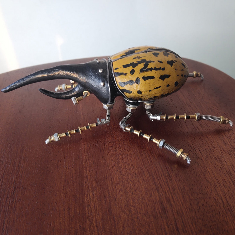 3d metal yellow dynastes beetles steampunk bug model kit handmade - 3d ...