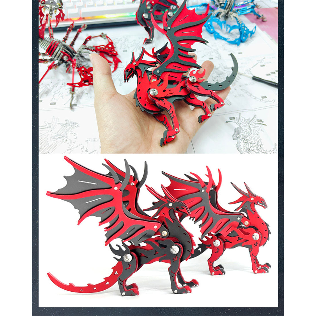 3d metal kits magical pterosaur diy mechanical dragon model 100+pcs ...