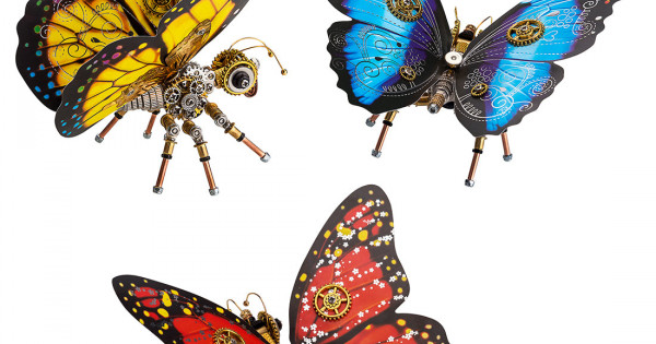 3pcs/ set steampunk 3d monarch butterflies model building kit - 3pcs ...