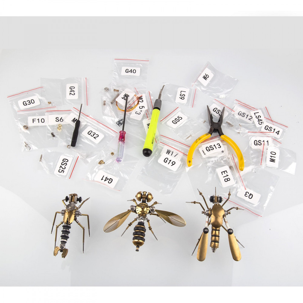 3pcs/set tiny metal steampunk bugs model kit diy toy - 3pcs-set-tiny ...