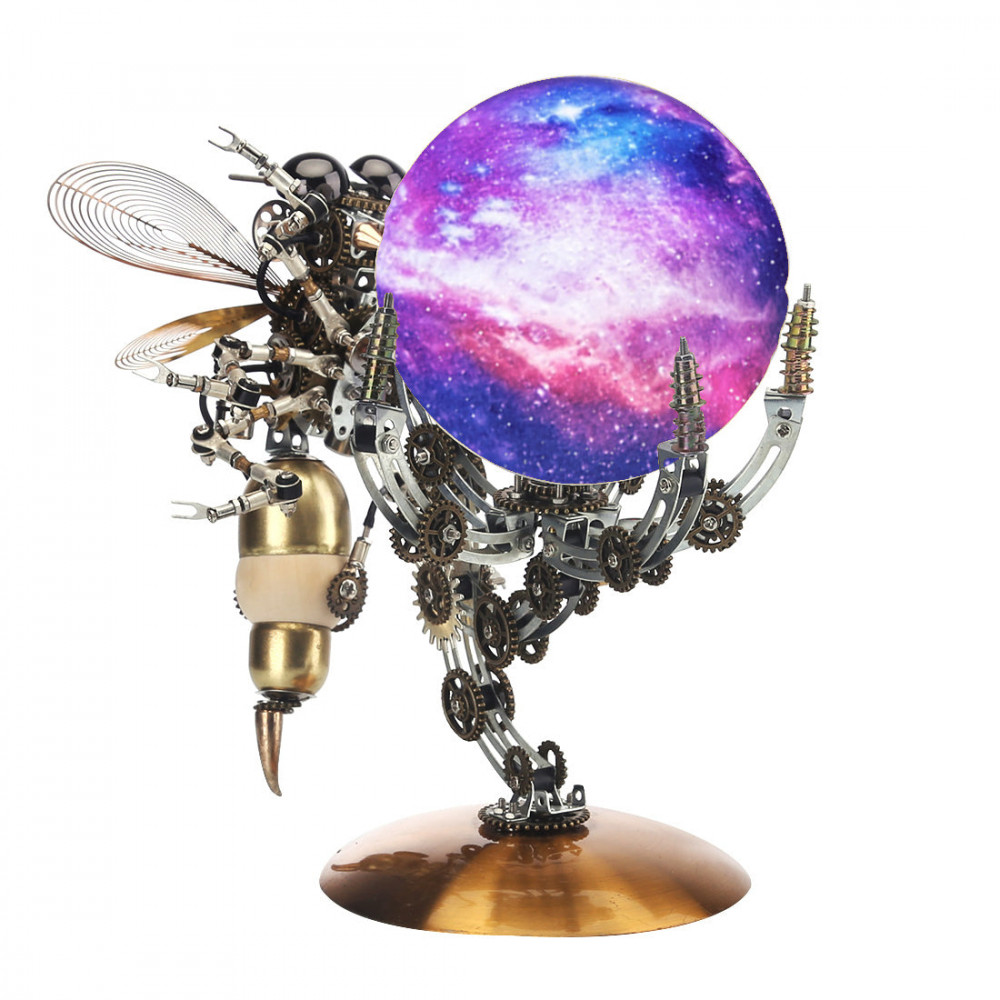 628pcs steampunk mechanical metal wasp on glow jupiter moon planet ...