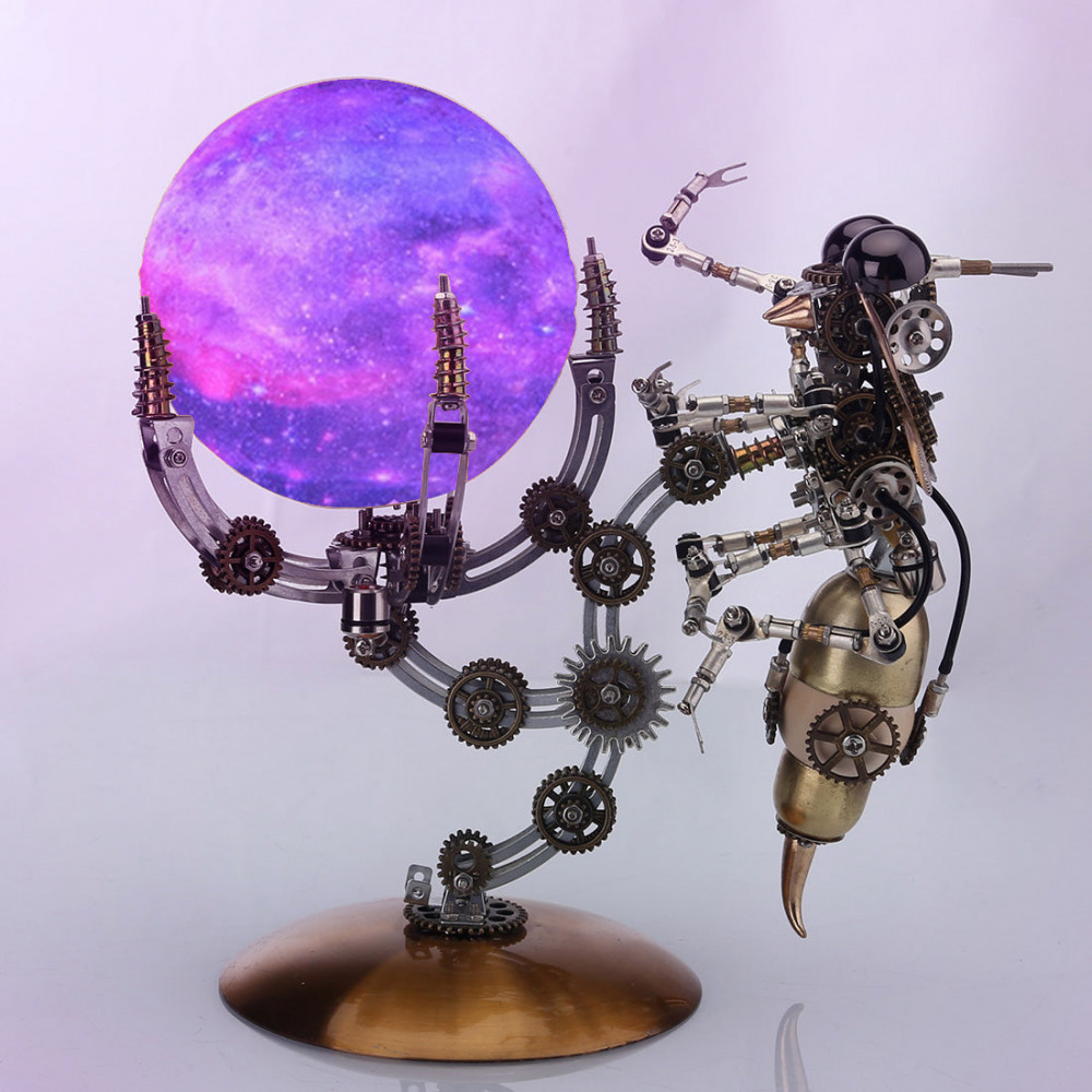 628pcs steampunk mechanical metal wasp on glow jupiter moon planet ...