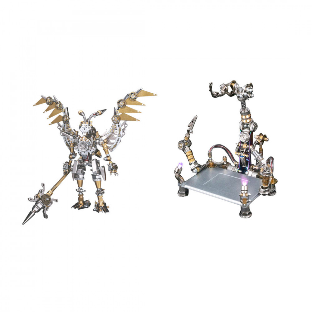 922pcs diy mechanical 3d fighting solider mecha with stand holder ...