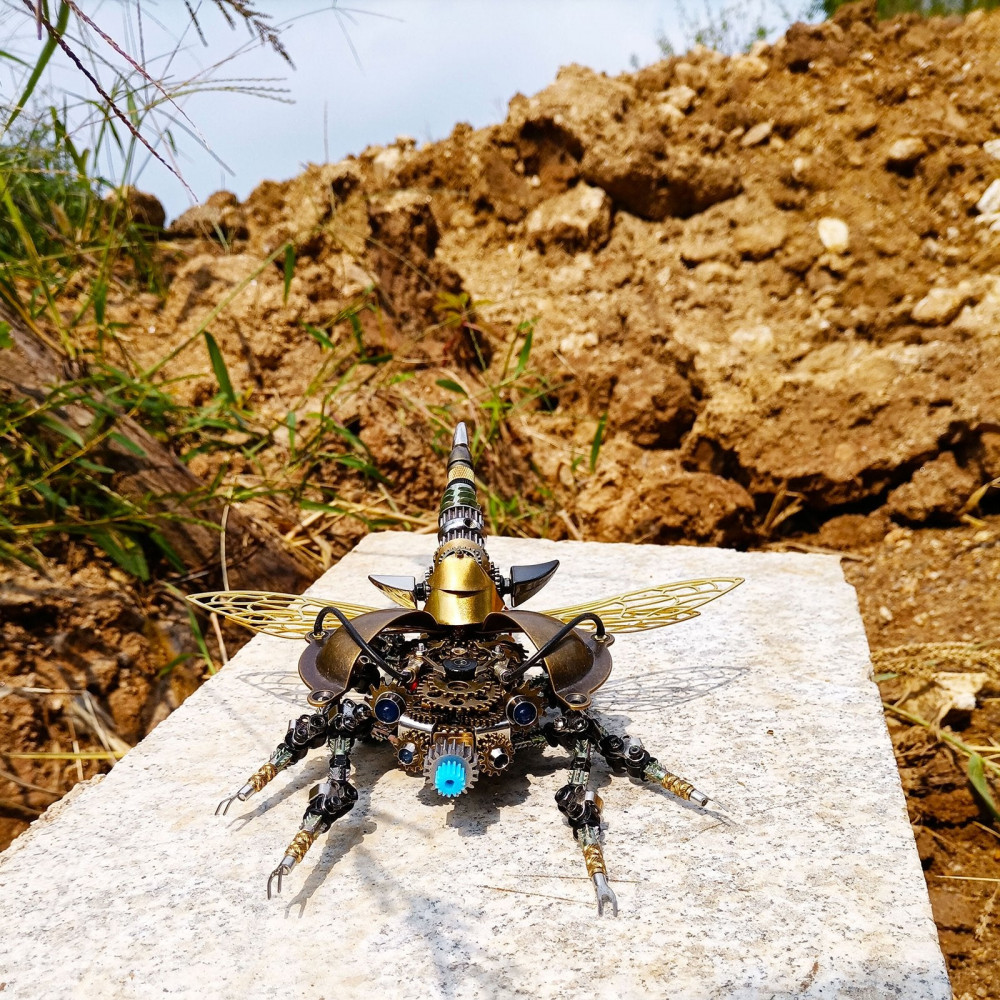 assembly diy 3d metal mechanical war beetle with sound control light ...