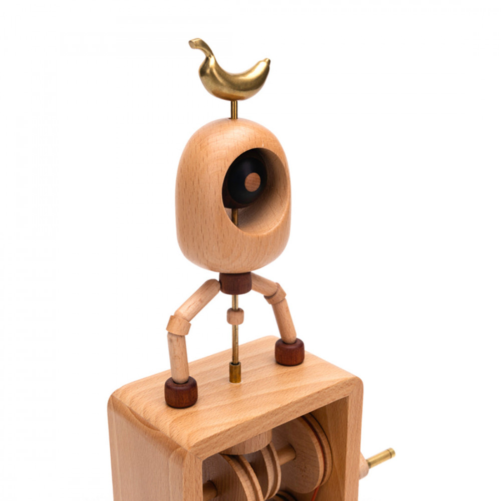 automata creative cartoon banana one eye monster music box wooden hand ...