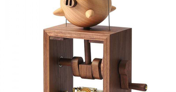 automata creative music box cute flying pig wooden dynamic musical box ...