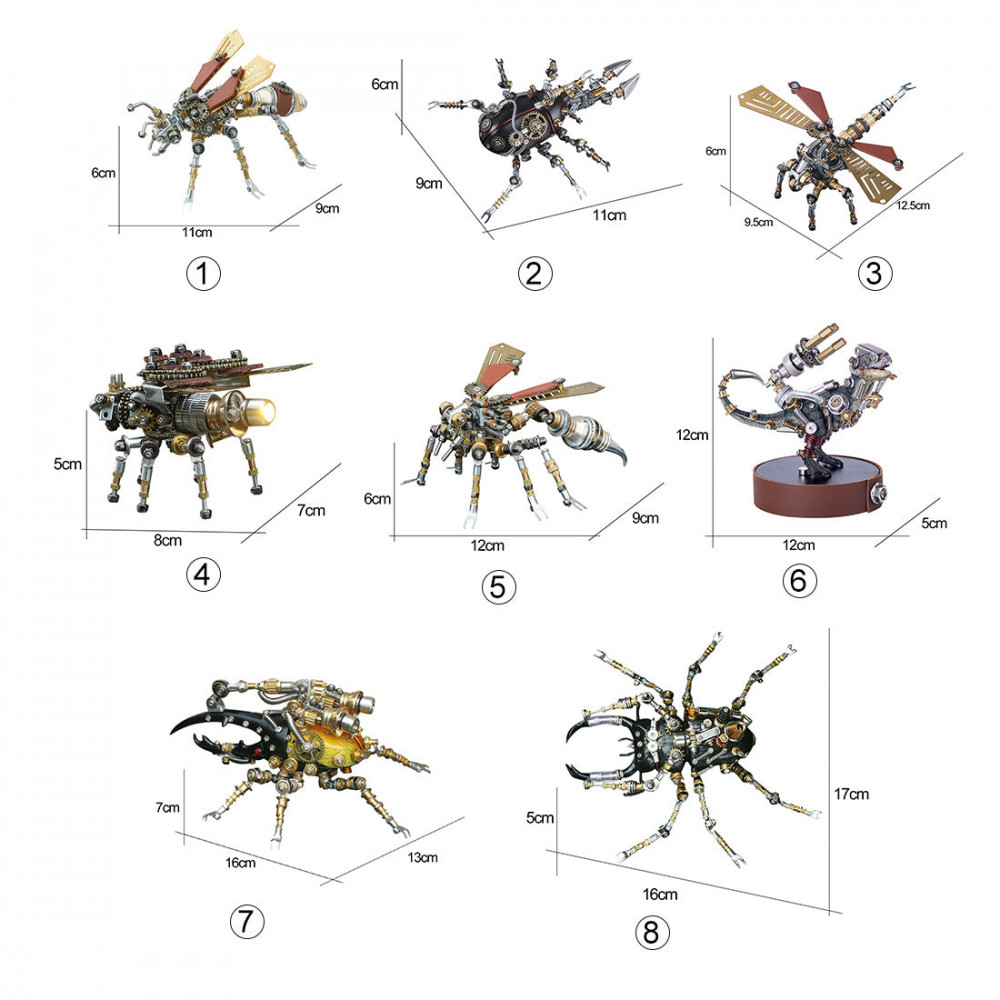 blind box 3pcs/set diy mechanical assembly metal steampunk insect ...