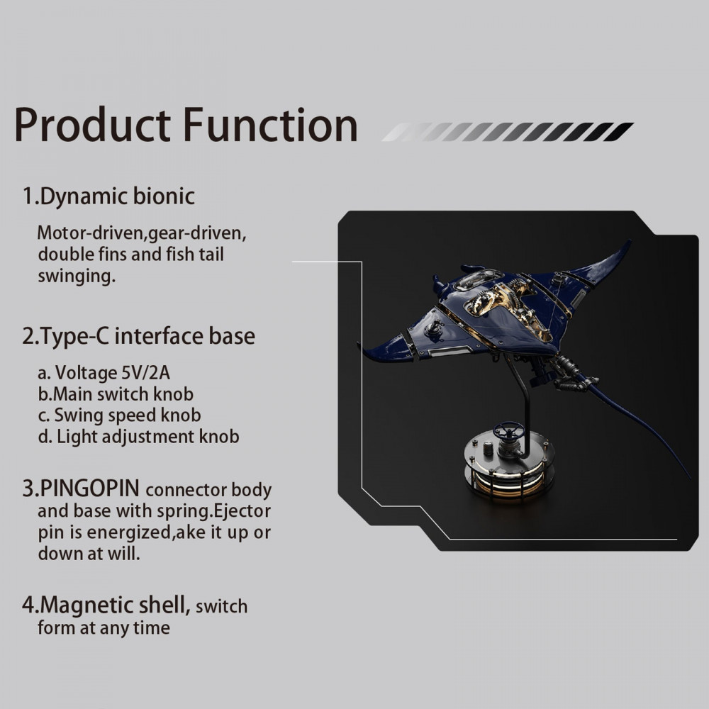 build mechanical mobula manta ray kinetic sculpture kits metal automata ...