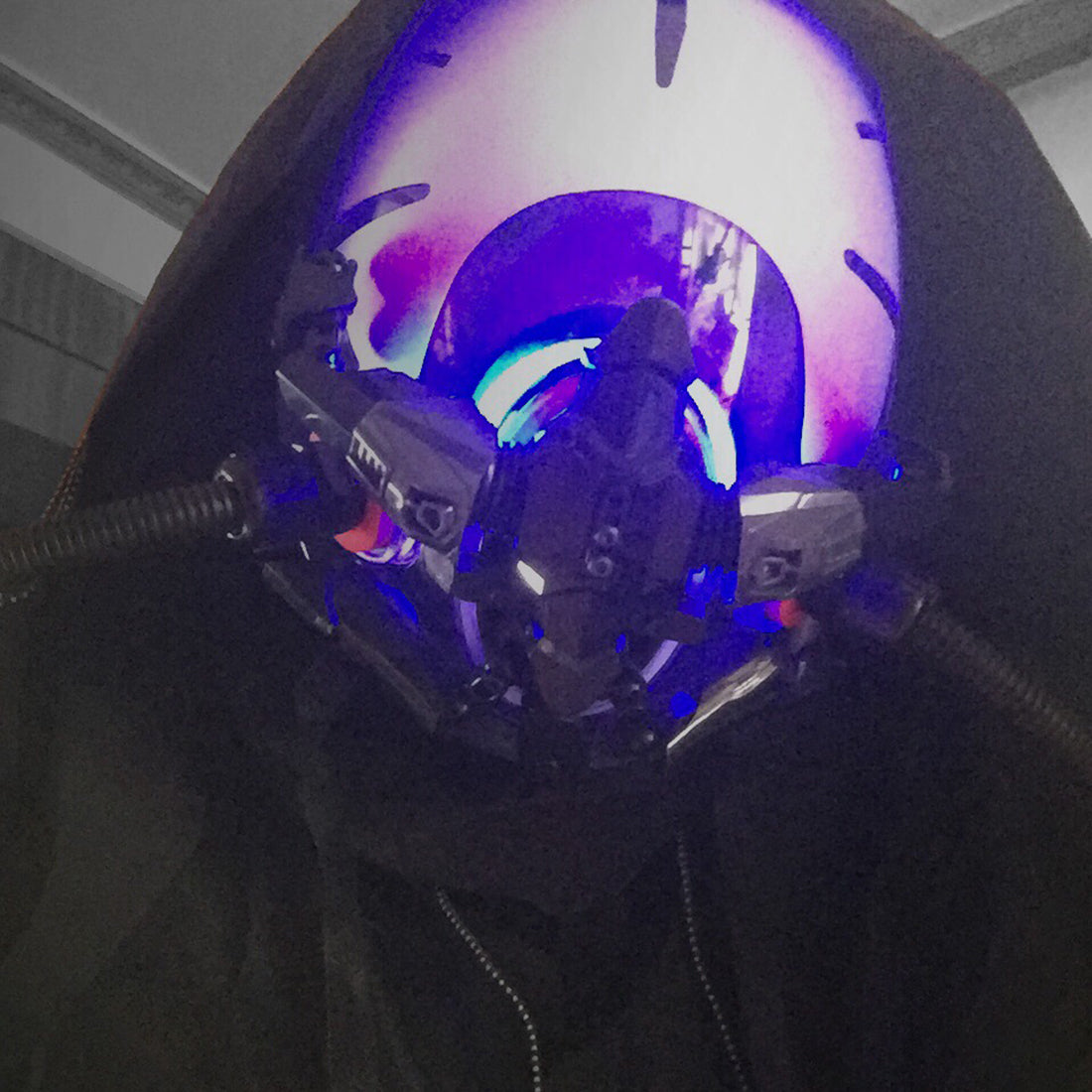 creative full face helmet dress up cosplay mask with light - blue light ...