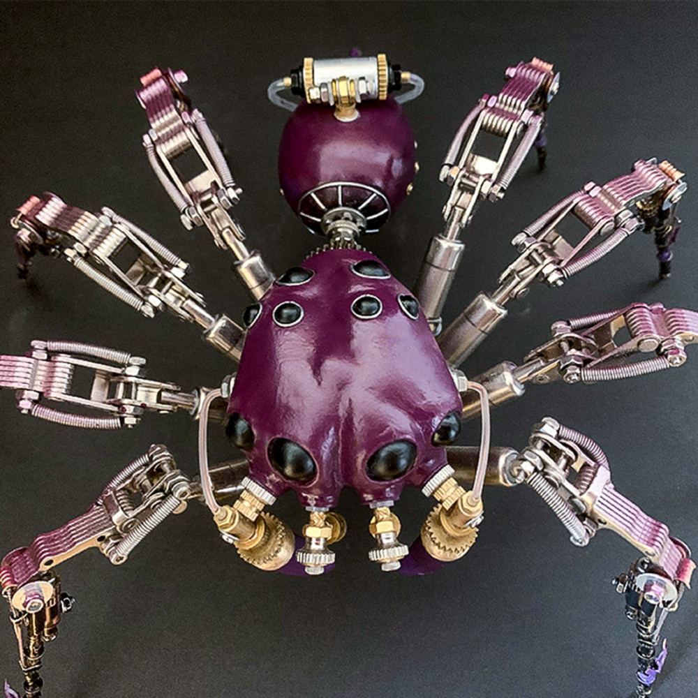creative metal purple tarantula spider insect bug steampunk model ...