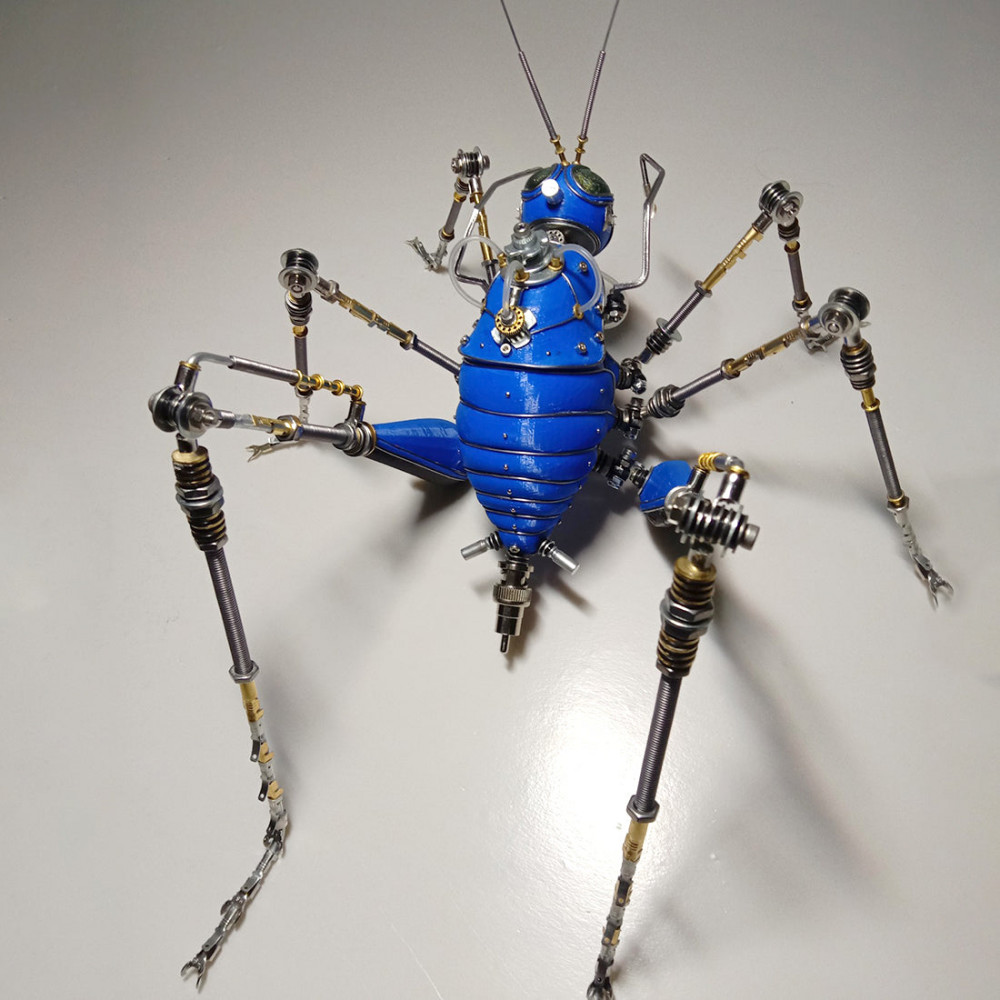 creative steampunk 3d green cricket insect sculpture assembled model ...