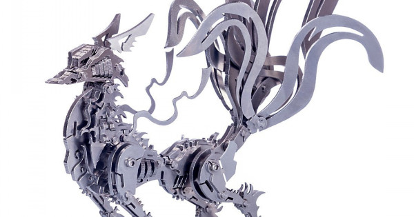 diy 3d metal large nine-tailed fox puzzle model assembly