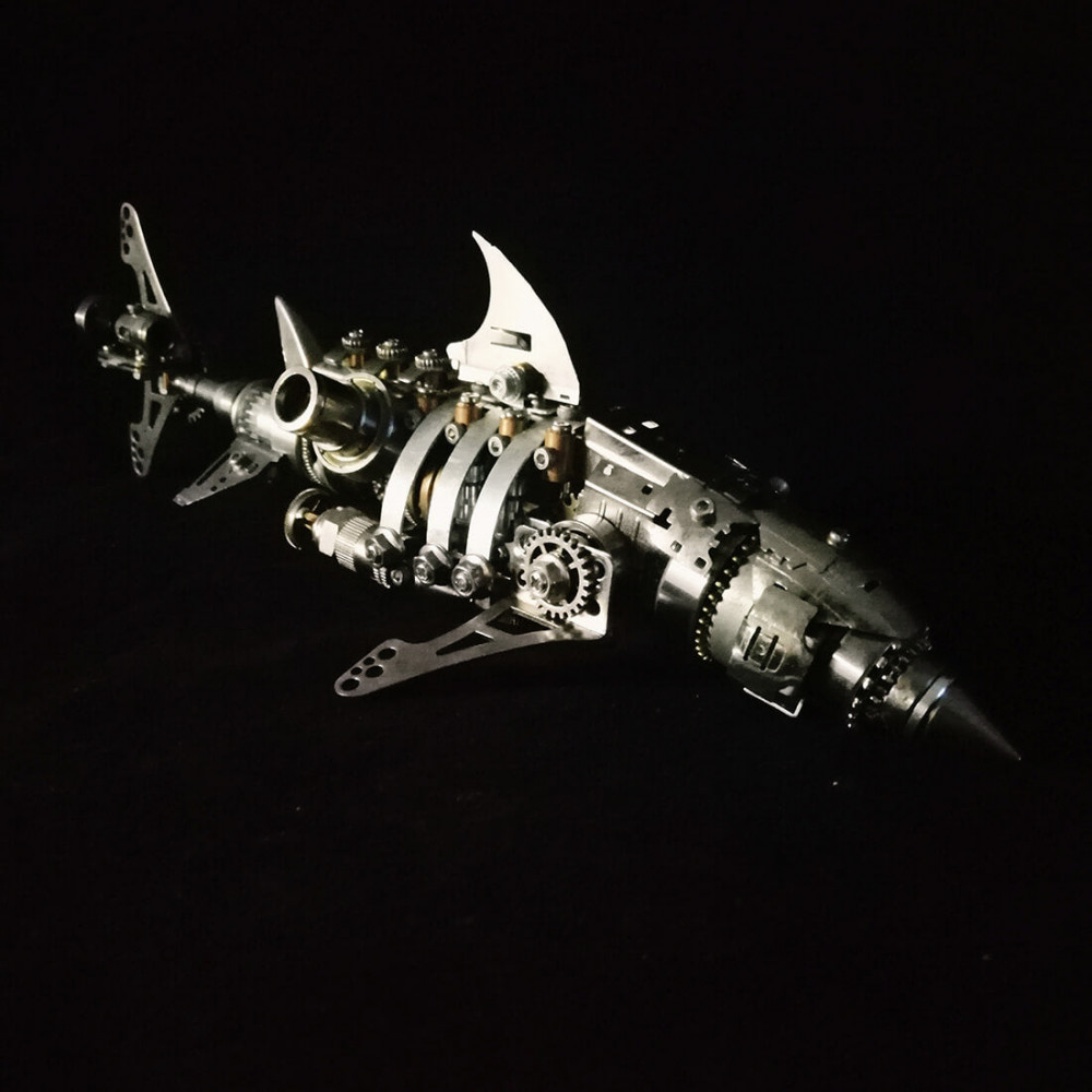 diy 3d metal mechanical giant shark model building kits for adults ...