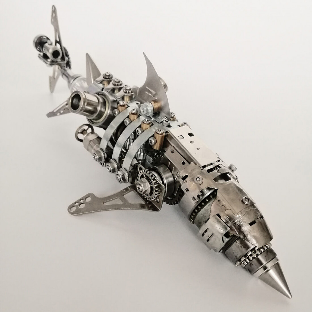diy 3d metal mechanical giant shark model building kits for adults ...