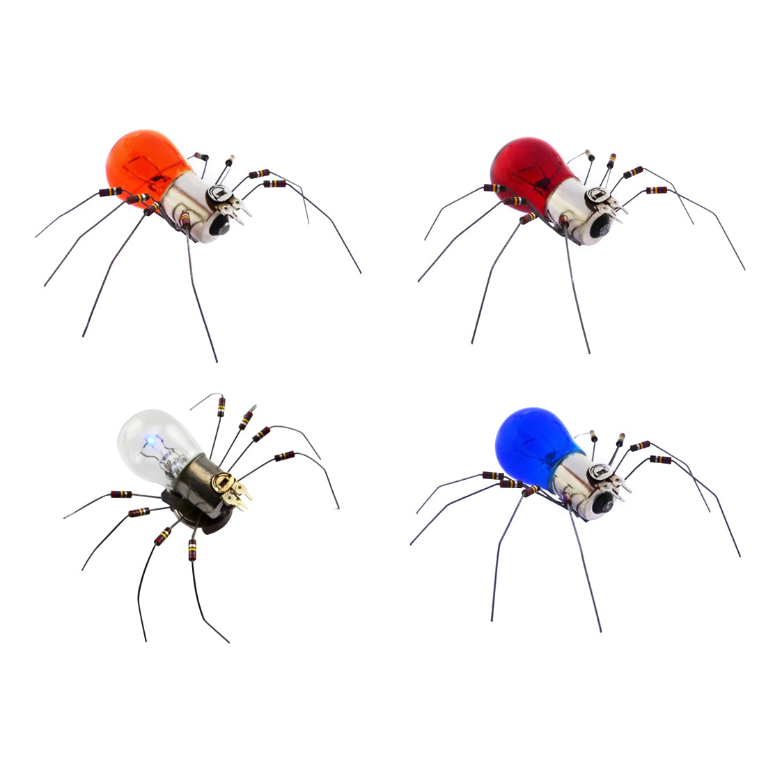 diy electronic insect kit handmade 4 spiders model with glow light ...