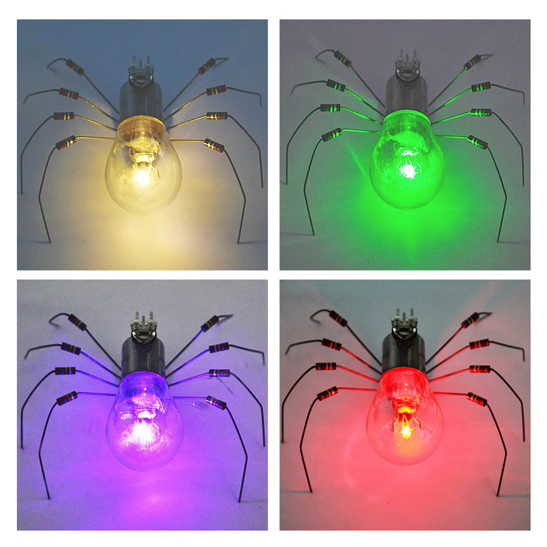 diy electronic insect kit handmade 4 spiders model with glow light ...