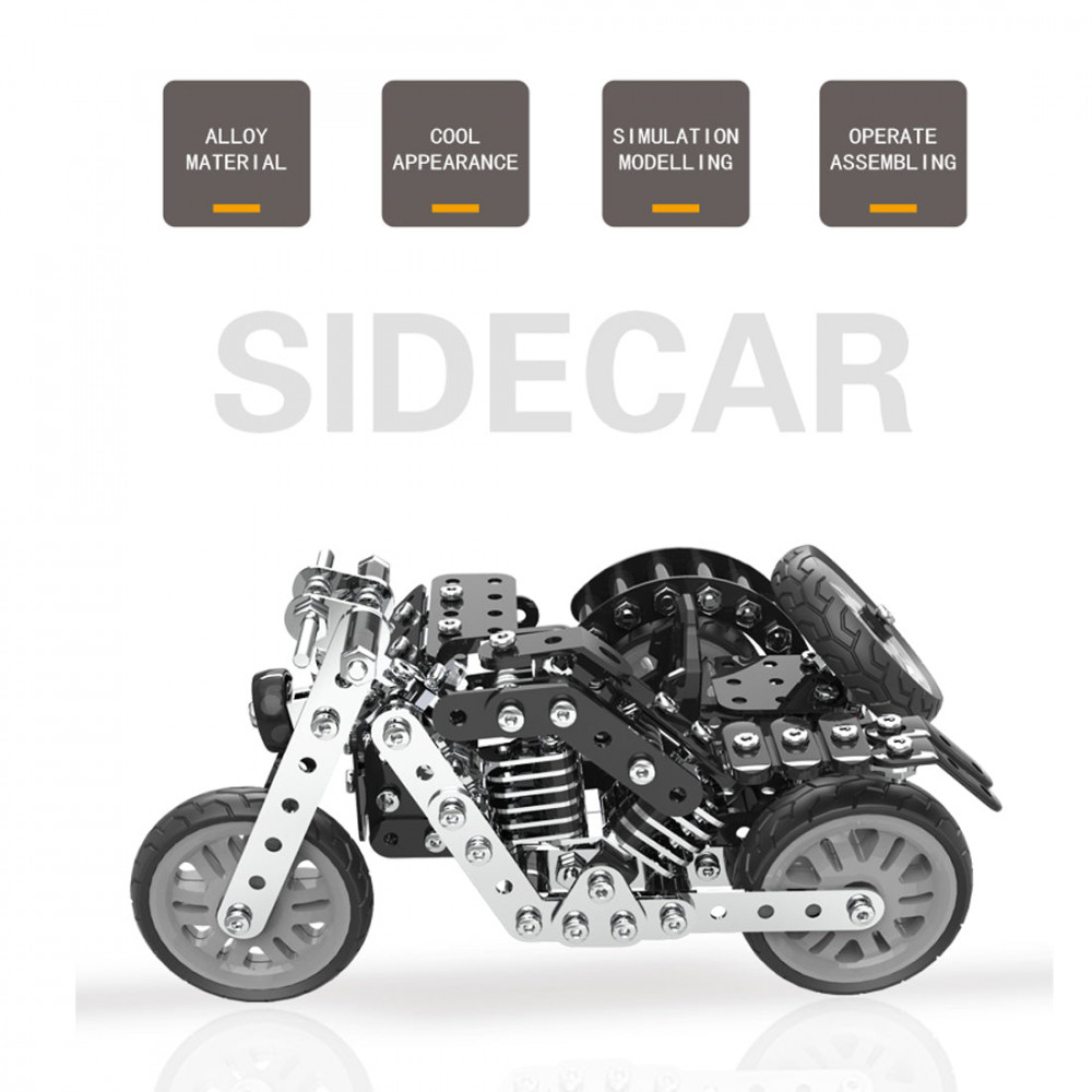 diy side tricycle assembly model 3d motorcycle puzzle kit stainless ...