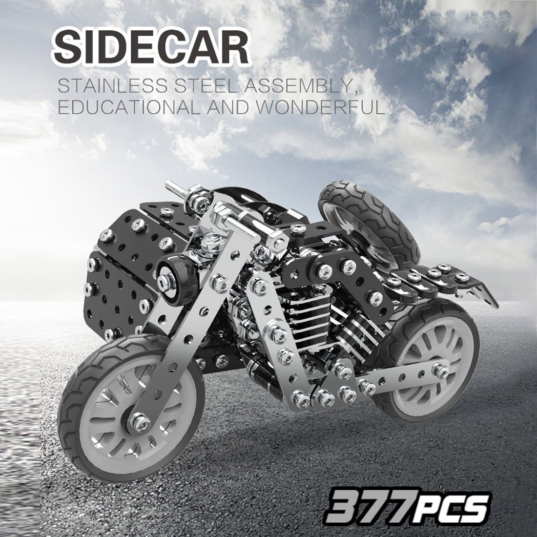 diy side tricycle assembly model 3d motorcycle puzzle kit stainless ...