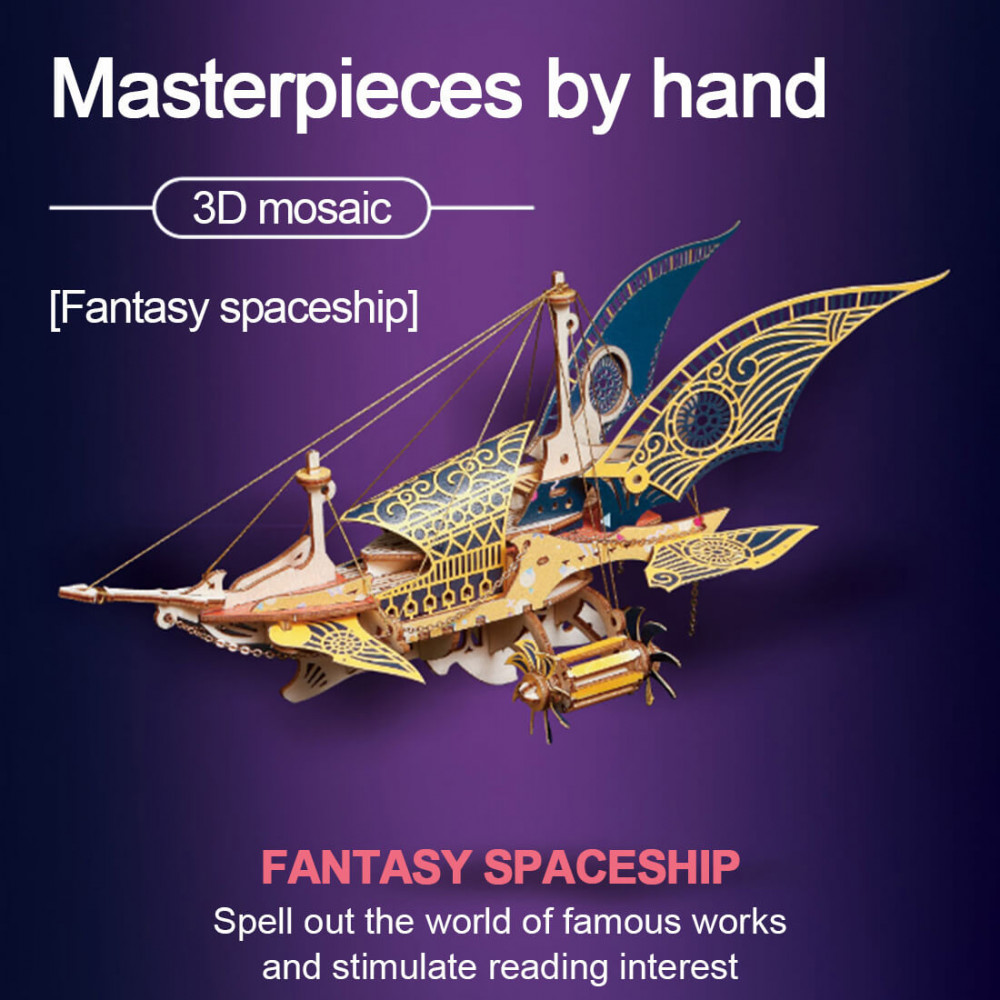 diy steampunk fantasy epic style spaceship 3d wooden puzzle toy - diy ...