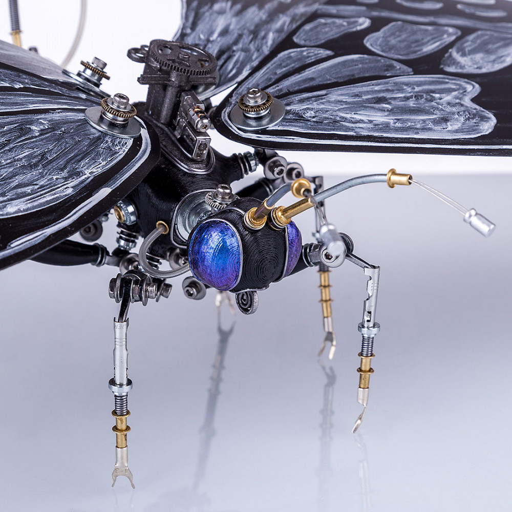 mechanical metal black and white butterfly steampunk insect sculpture ...