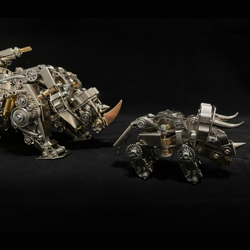 mechanical rhino 3d diy metal puzzle animal assembly model 700+pcs ...