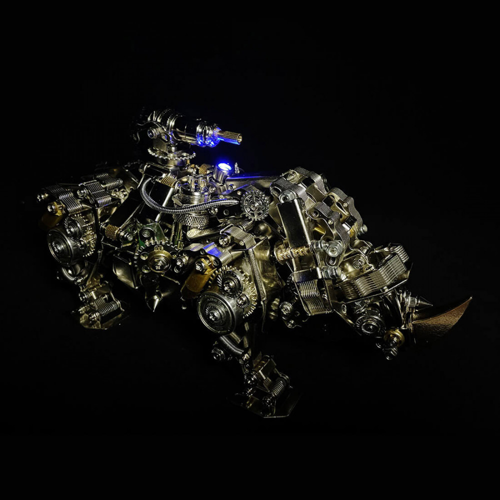 mechanical rhino 3d diy metal puzzle animal assembly model 700+pcs ...