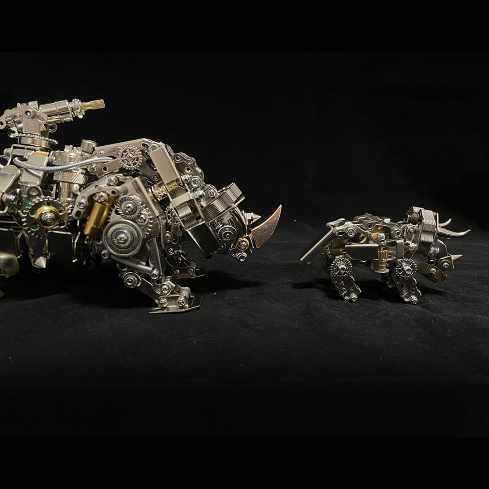 mechanical rhino 3d diy metal puzzle animal assembly model 700+pcs ...