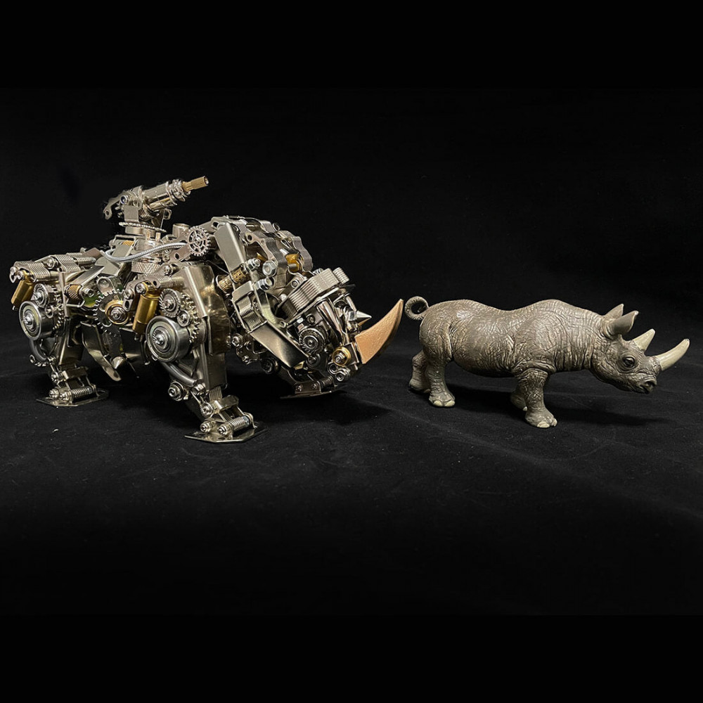 mechanical rhino 3d diy metal puzzle animal assembly model 700+pcs ...