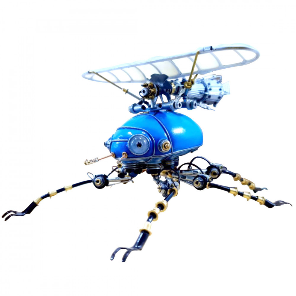 metal 3d blue fixed wing scarab steampunk sculpture bug assembled model ...