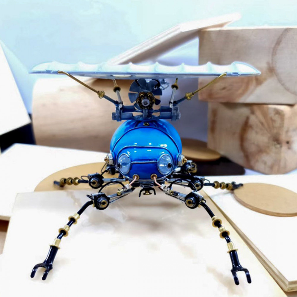 metal 3d blue fixed wing scarab steampunk sculpture bug assembled model ...