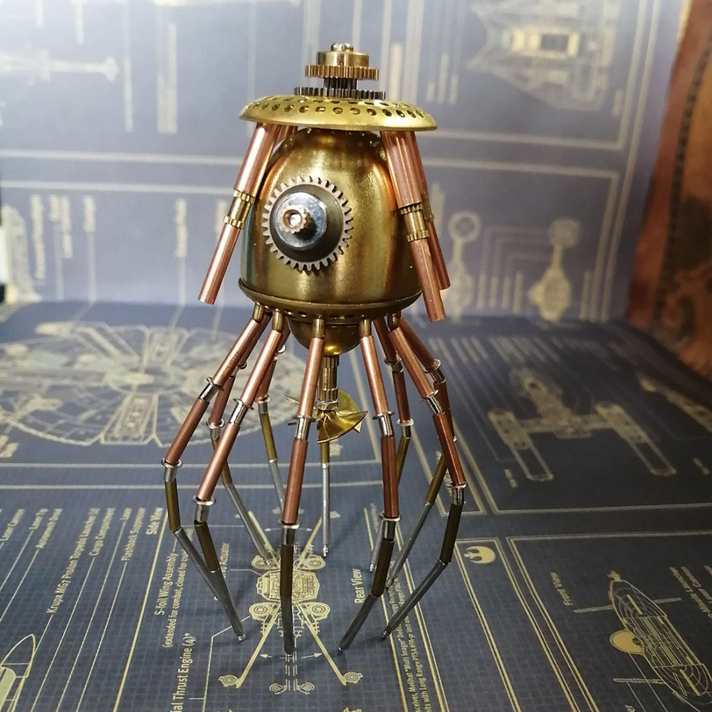 metal handmade steampunk mechanical puzzle jellyfish assembly model kit ...