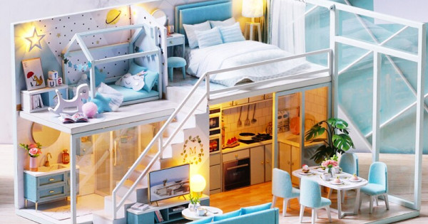 miniature blue house