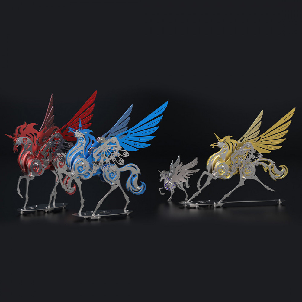 mythical winged unicorn 3d diy metal model kits 121+pcs - mythical ...
