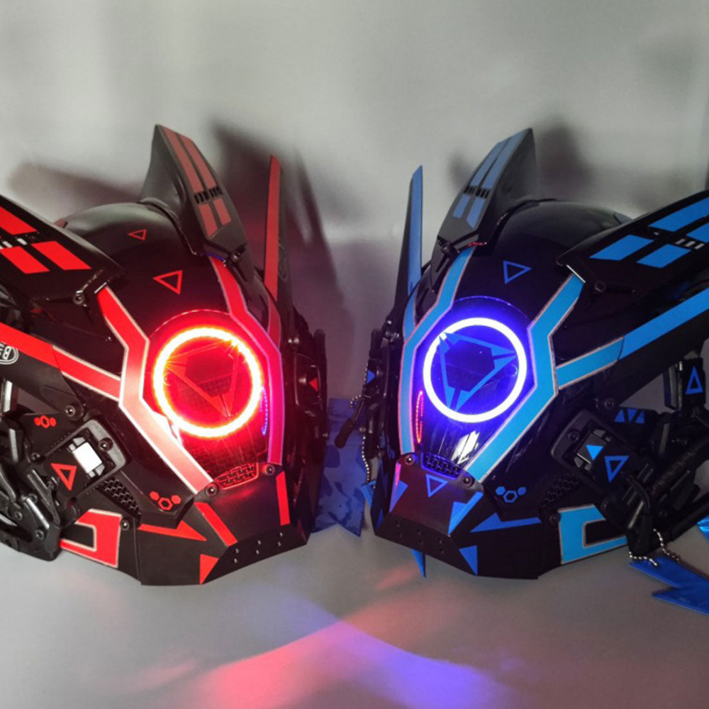 punk cool futuristic mask with lights cosplay halloween parties - punk ...