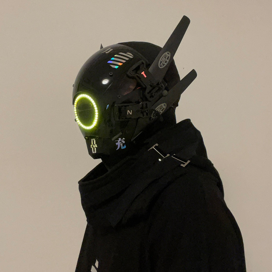 punk halloween led glow light up mask helmet for party masquerade dj ...
