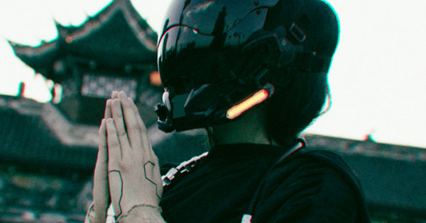 punk helmet mask for men future punk light cosplay halloween - punk ...