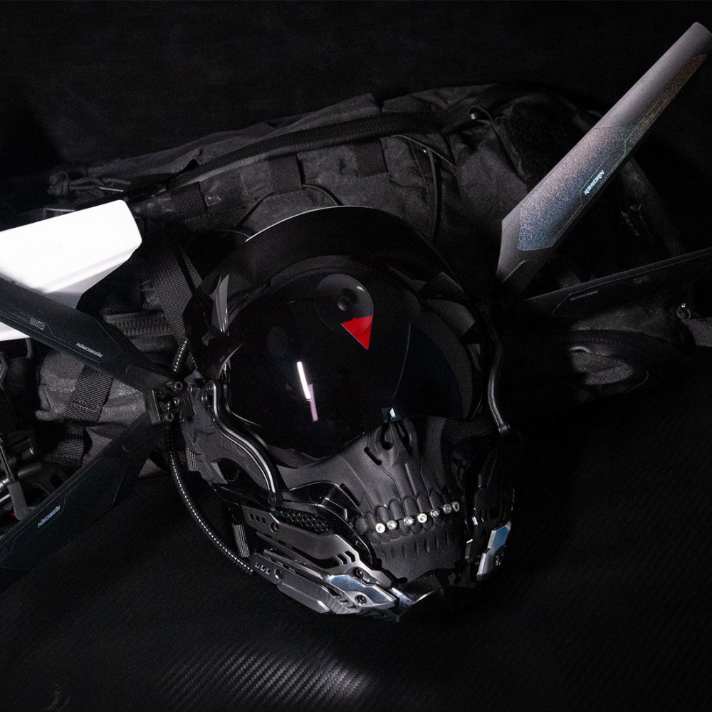 punk skull skeleton motorcycle helmet mask for men led future punk ...