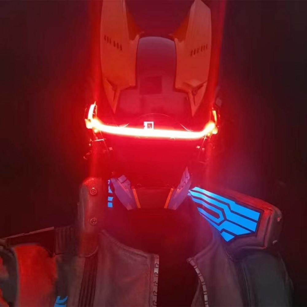 punk helmet mask with blue led light cosplay costume props for adults ...